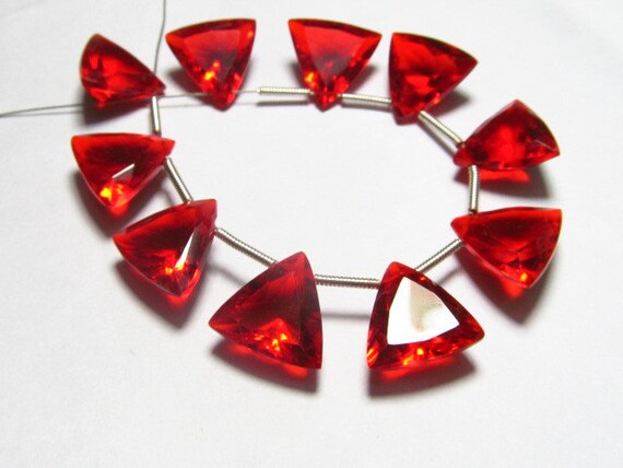 5 Matched Pair RED RUBY QUARTZ Super Sparkle Trillion Cut | Etsy