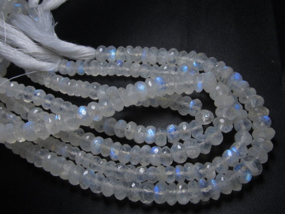 8 Inches - Nice Quality Rainbow Moonstone Micro Faceted Rondell Beads ...
