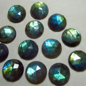 13 Pcs Lot huge Size 20x20 Mm Round Rose Cut LABRADORITE Cabochon ...