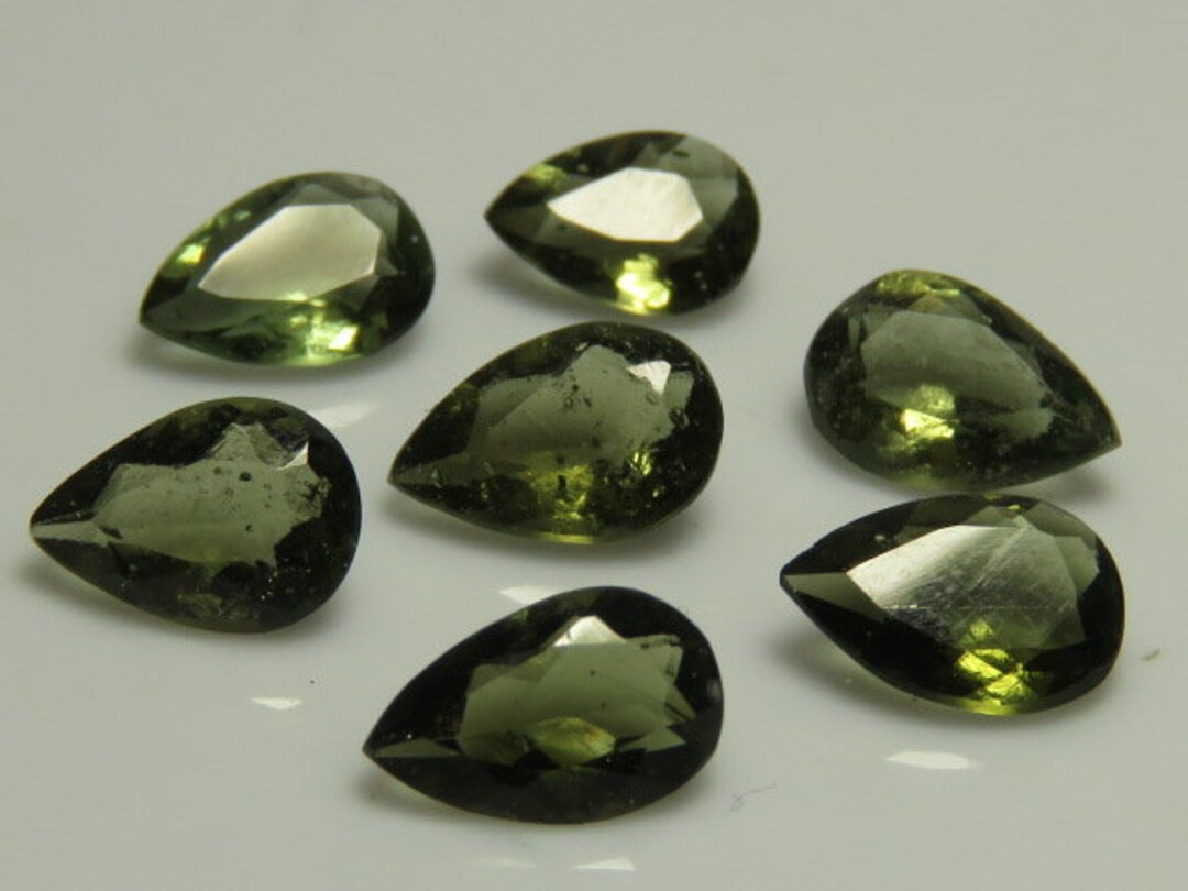 Moldavite - Natural Green Color Fine Cut Faceted Tear Drops High ...