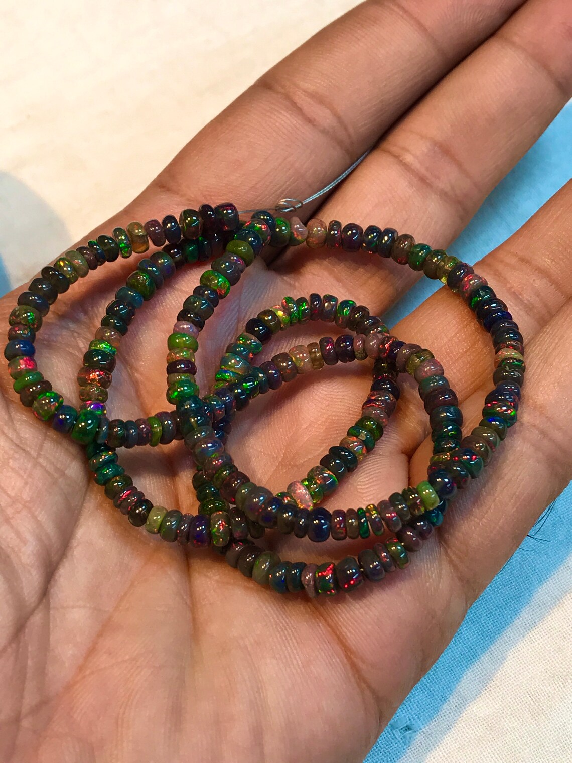 Black Welo Ethiopian Opal 16 Inches Long Gorgeous Nice | Etsy