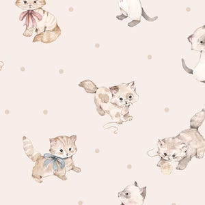 Kitten Wallpaper: Beige Cat Wall Mural, Nursery & Playroom Decor - Etsy