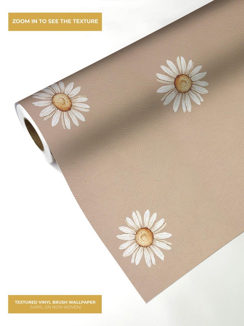 Wallpaper Sample 25x75 Cm - Nude Daisy Wallpaper - Etsy UK