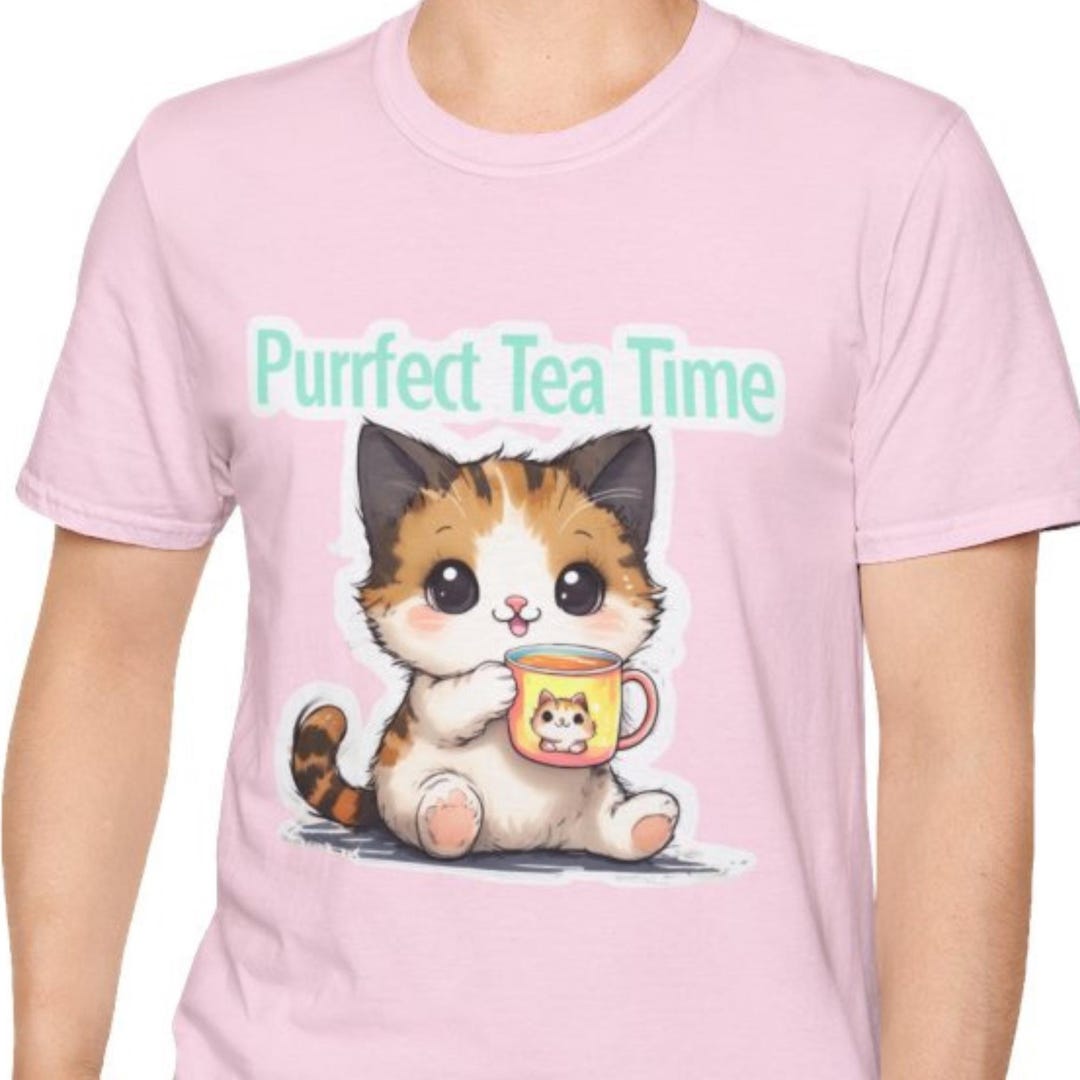 Cute Cat Purrfect Tea Time T-shirt, Purrfect Tea Time Shirt, Gift for Cat Lovers, Cozy Animal ...