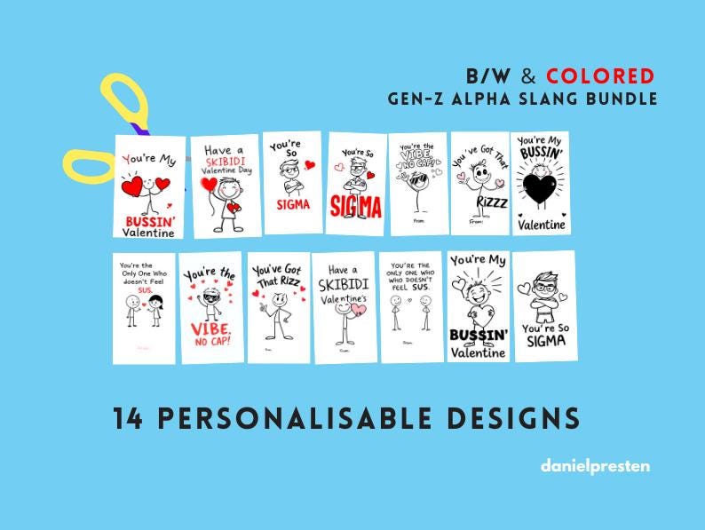 Meme Slang Kids Cards , Funny Printable Classroom Valentine, Stick ...