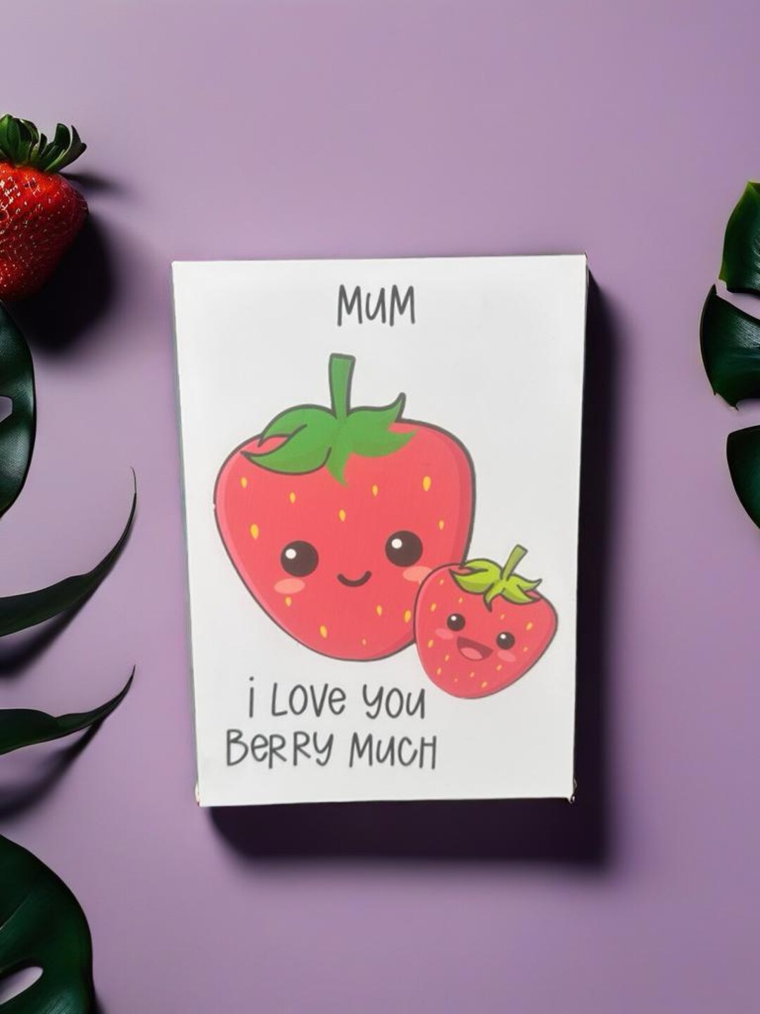 Mum, I Love You Berry Much – Cute Strawberry Pun Card, Greeting Card ...