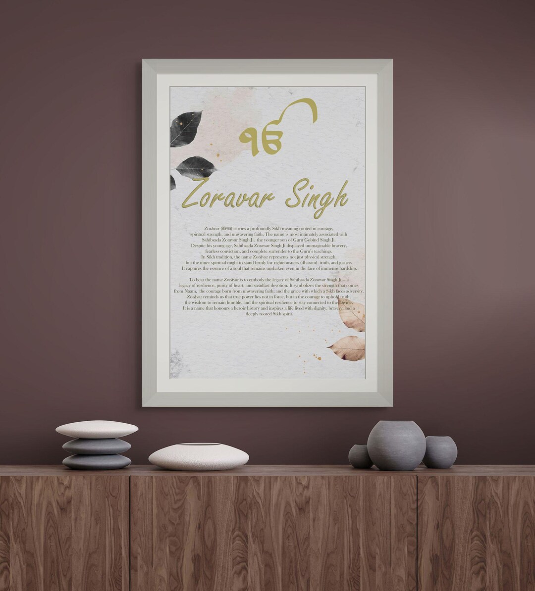 Sikh Name Meaning Wall Art • Digital Download • Sikh Nursery Decor • Ik Onkar Art • Personalized ...