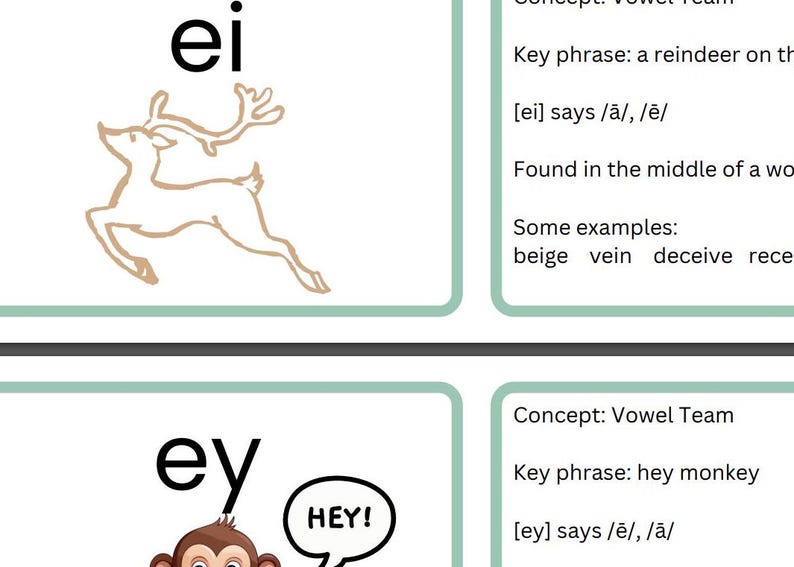 Vowel Teams Flashcards - Etsy