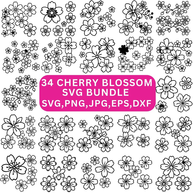 Cherry Blossom Svg Bundle, Sakura Flower Png, Sakura Svg, Floral Svg ...