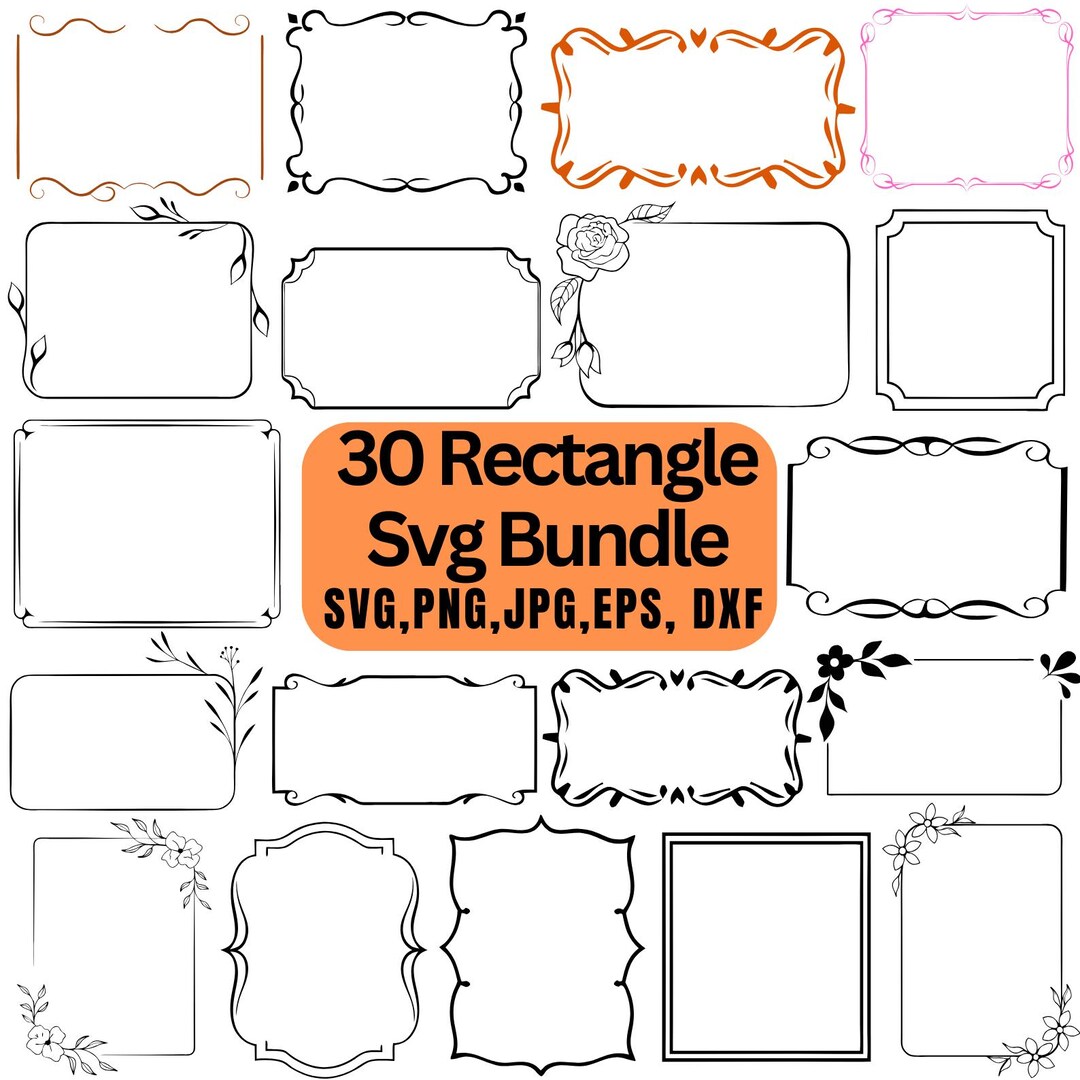 Rectangle Frame SVG Bundle | Geometric Frames Silhouette, Digital Files, Rectangle Frame Png ...