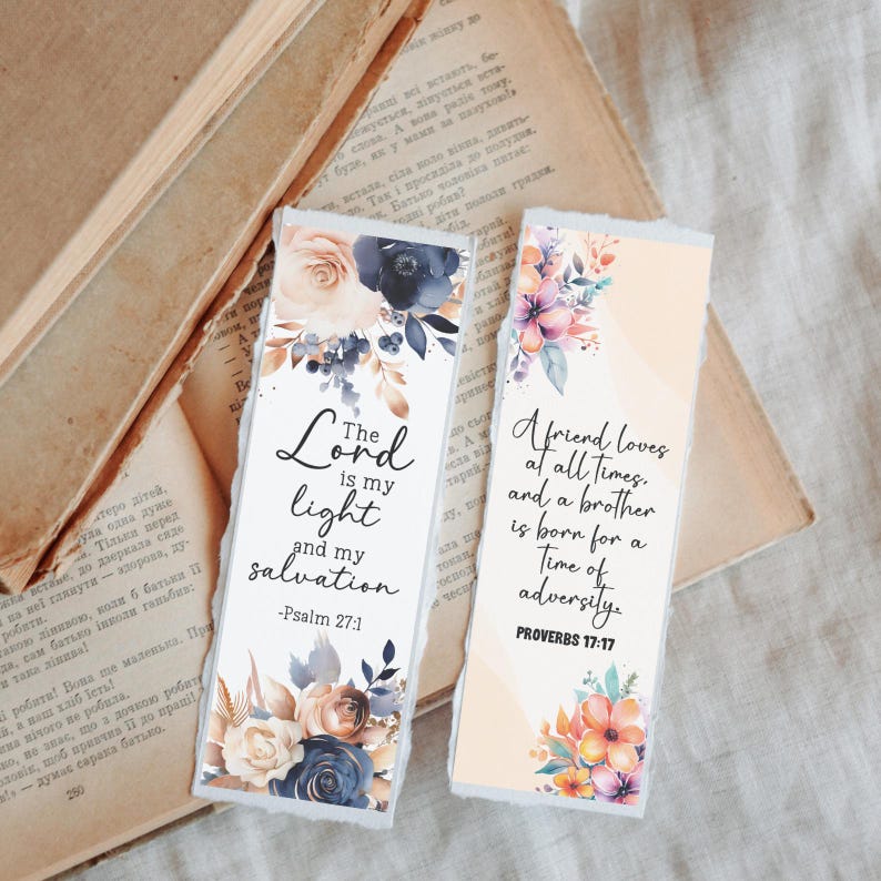 Bible Verses Bookmark Png Bundle, Printable Floral Bookmark, Christian ...