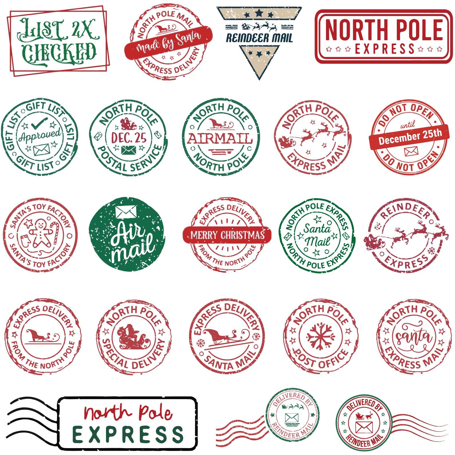 North Pole Stamp Svg Bundle, Christmas Stamps Svg, North Pole Mail ...