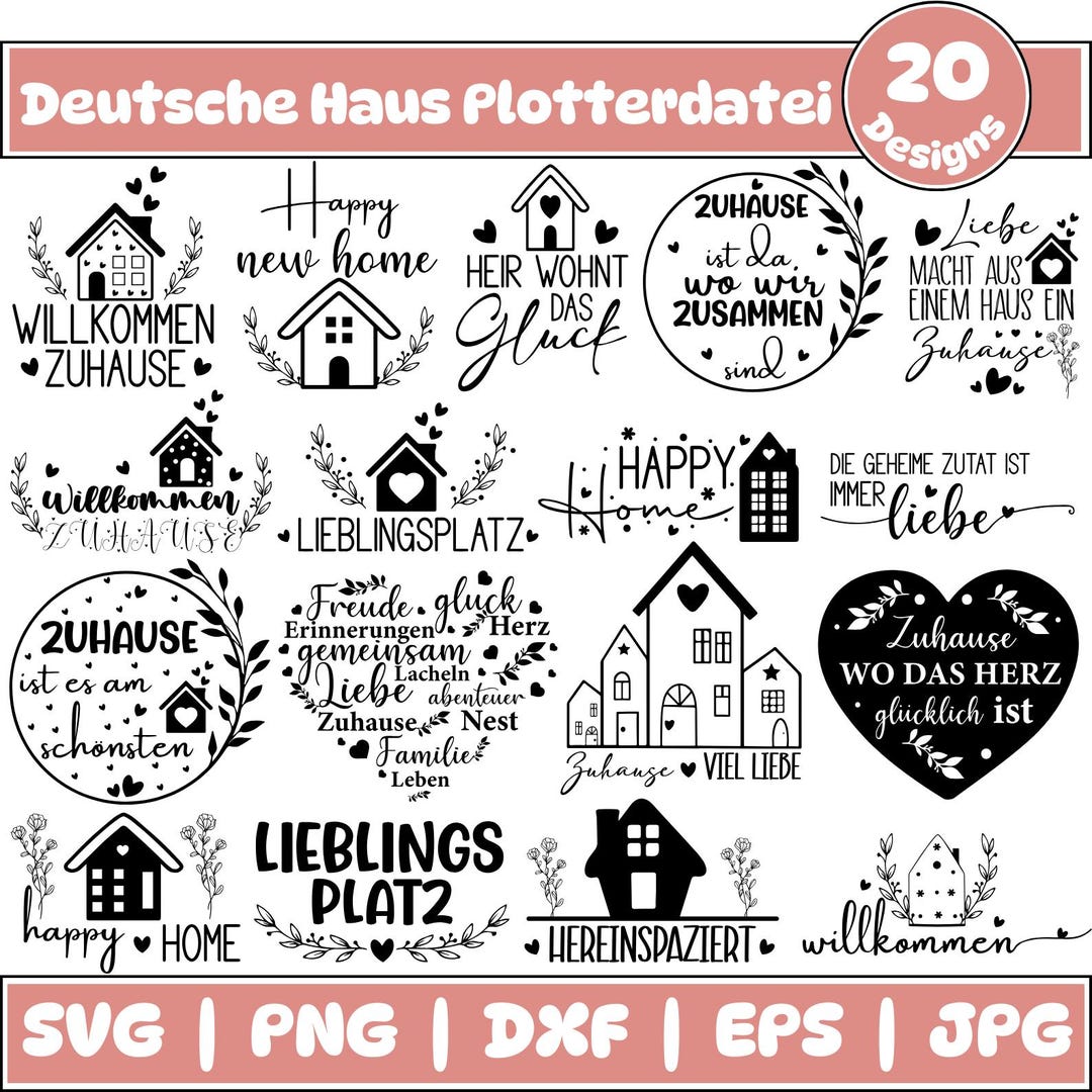 Deutsche Haus Plotterdatei, Zuhause Schriftzug Sprüche svg, Plotterdatei Home svg, Haus Herz ...