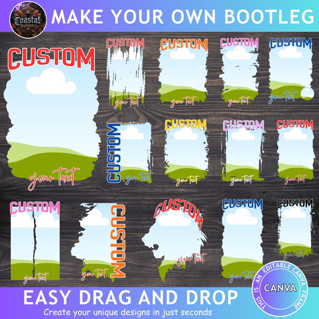 Custom Bootleg Editable Canva Frame Template, Drag and Drop, Photo ...