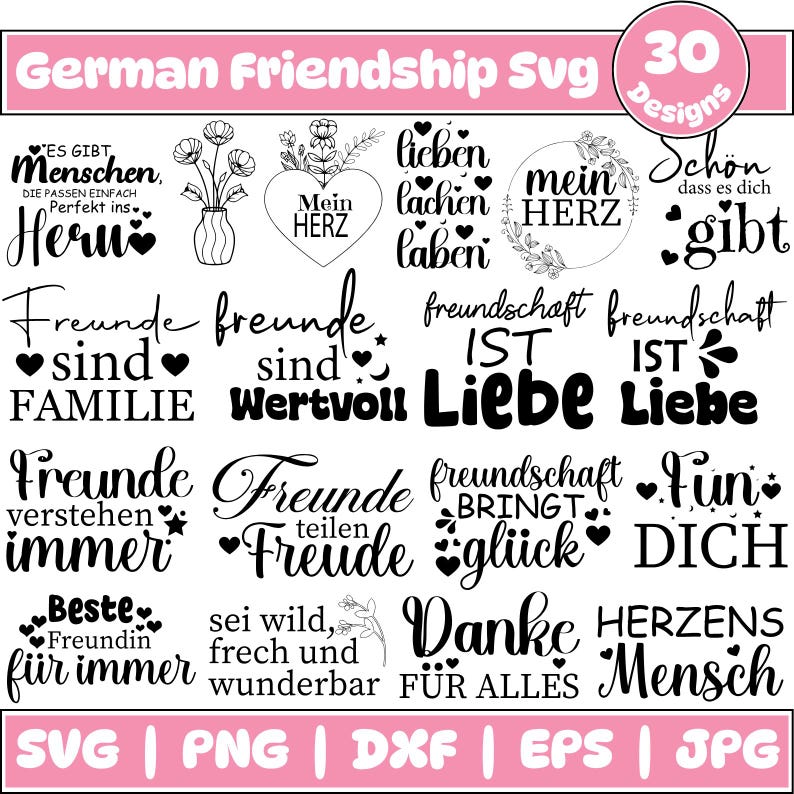 German Friendship Svg Bundle, Friendship Design, German Quotes ...