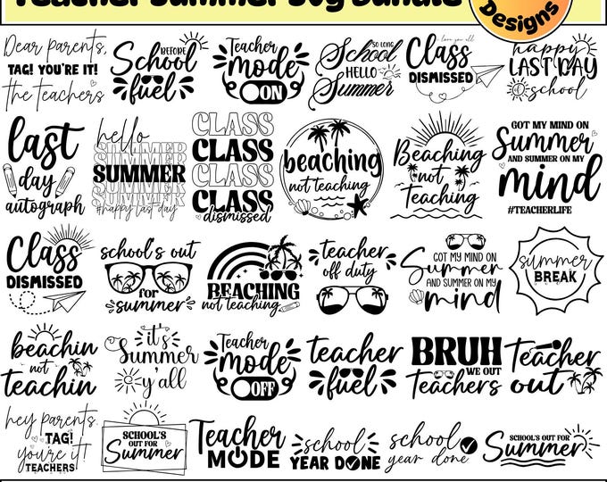 8 Teacher Svg Bundle, Teacher Summer Svg, End of the Year Png, End of ...