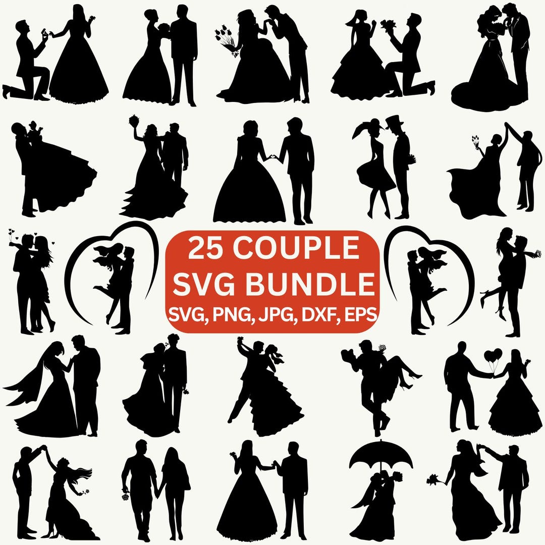 Bundle Svg couple, Svg coeur mariage, Svg mariage, les mariés, Svg ...