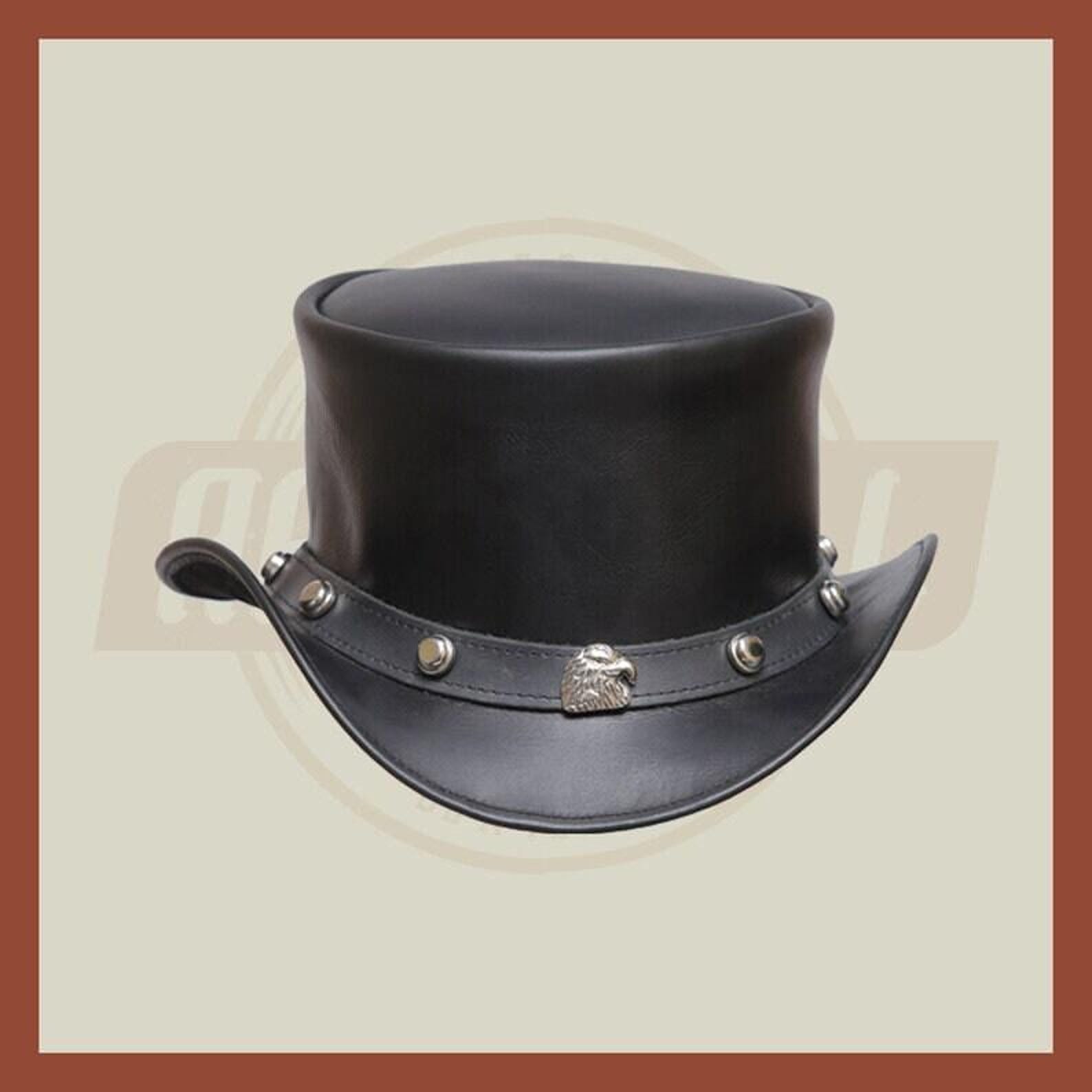 Eagle Head Stutt Band Steampunk Leather Top Hat Motorcycle Biker Rider ...