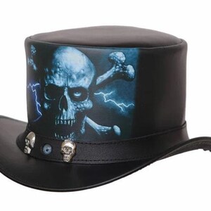 Top Hat Evil Eye Skull Leather Top Hat ,steampunk Top Hat,gothic Top ...