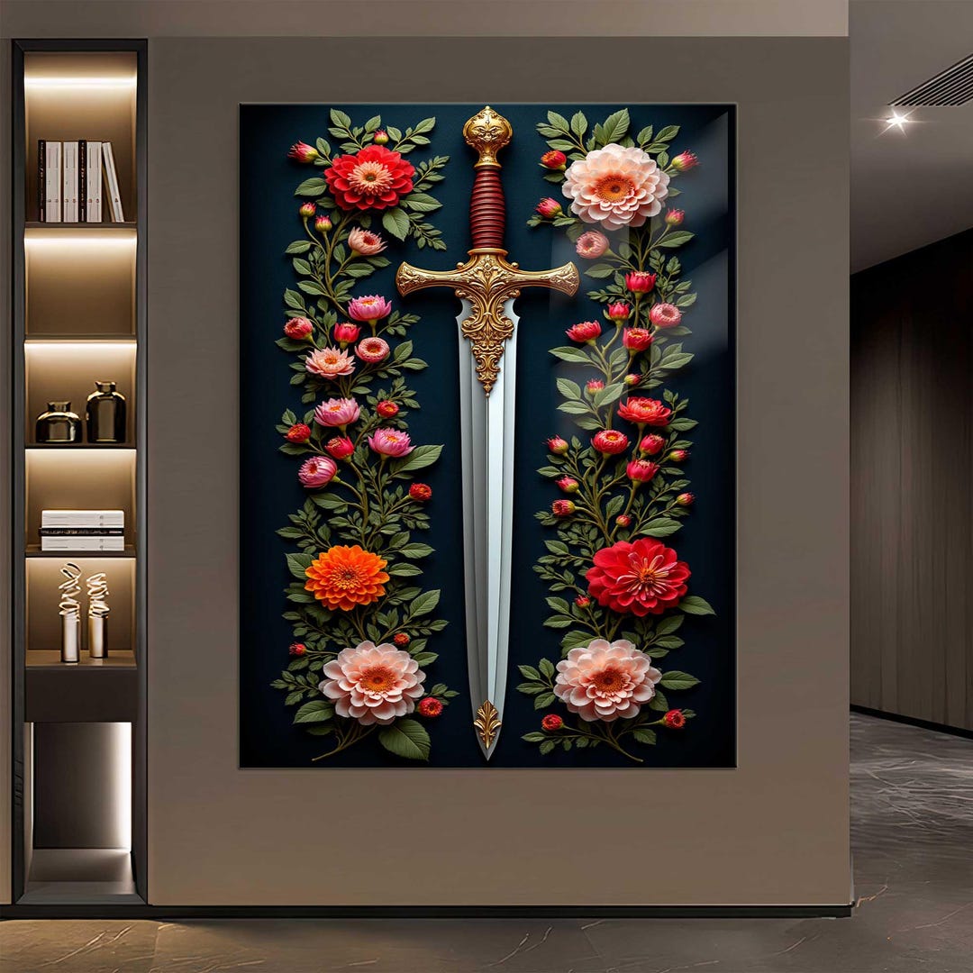 Medieval Sword Wall Art – Tempered Glass Print – Fantasy Warrior Decor ...