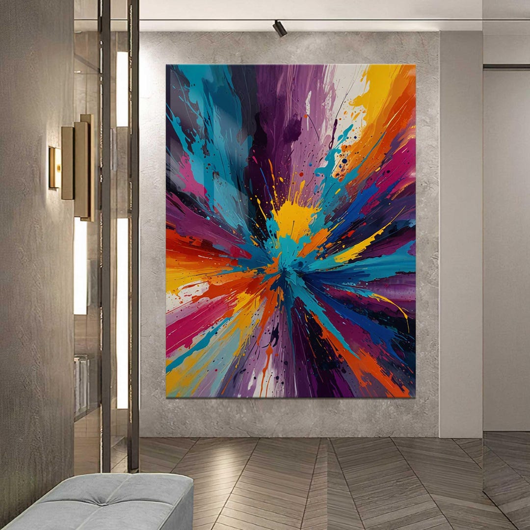 Color Splash Glass Wall Art, Bold Paint Splatter Tempered Decor, Modern ...