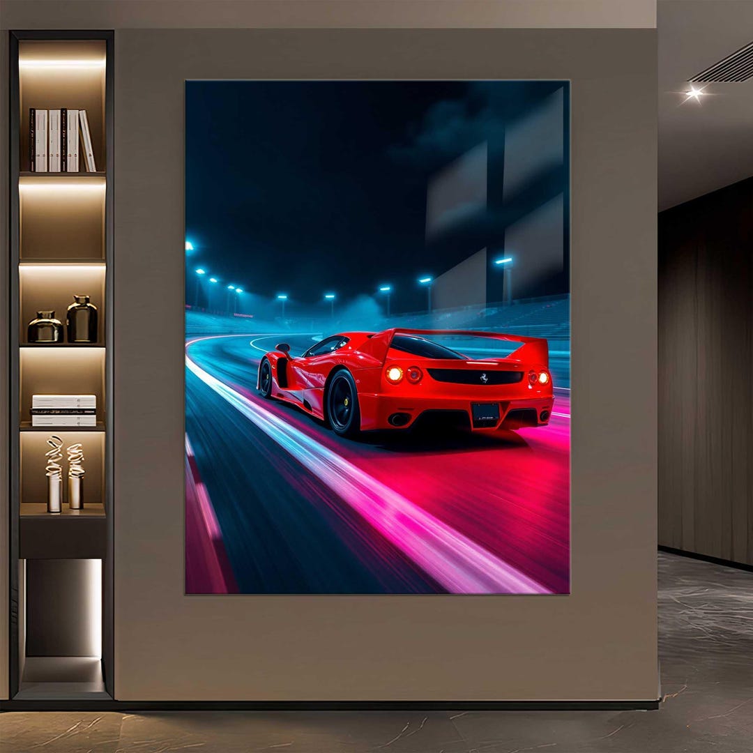 Red Supercar Tempered Glass Wall Art – Classic Sports Car Poster ...