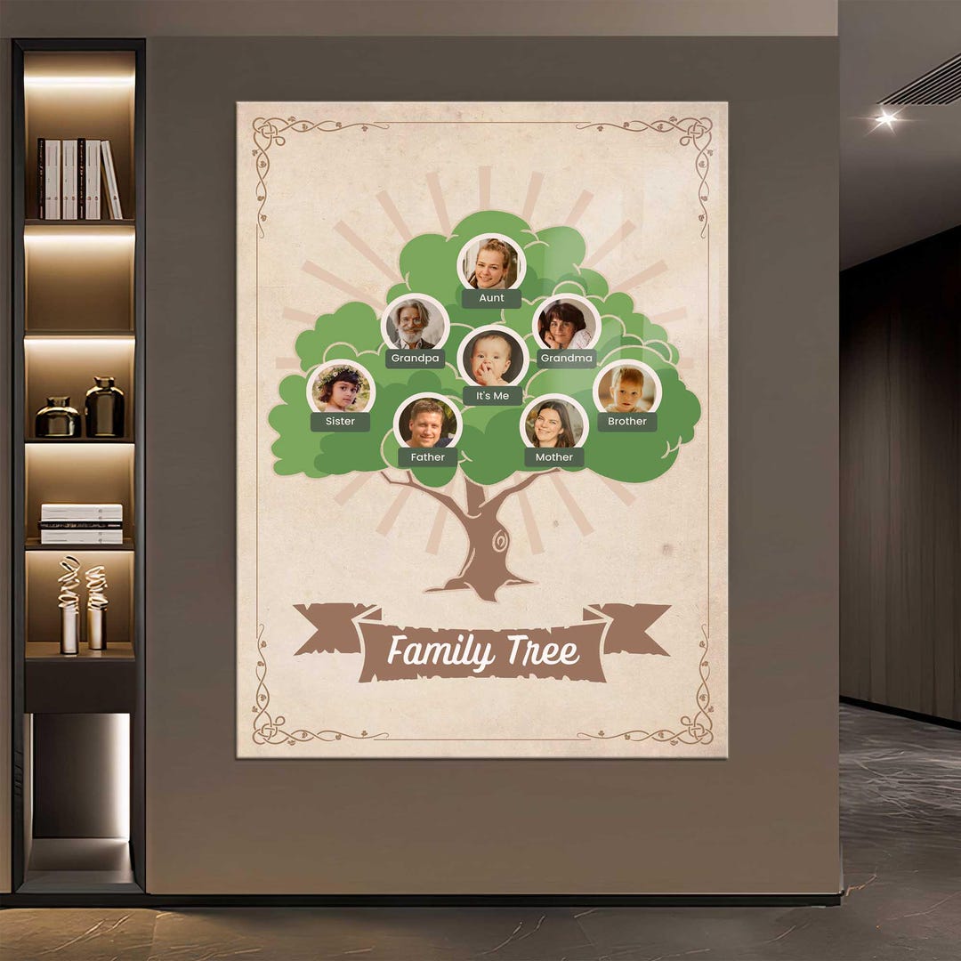 Personalized Family Tree Glass Art – Custom Tempered Glass Wall Decor ...