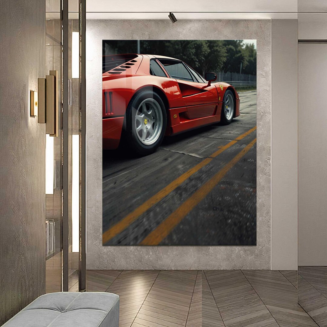 Red Supercar Tempered Glass Wall Art – Classic Sports Car Poster ...