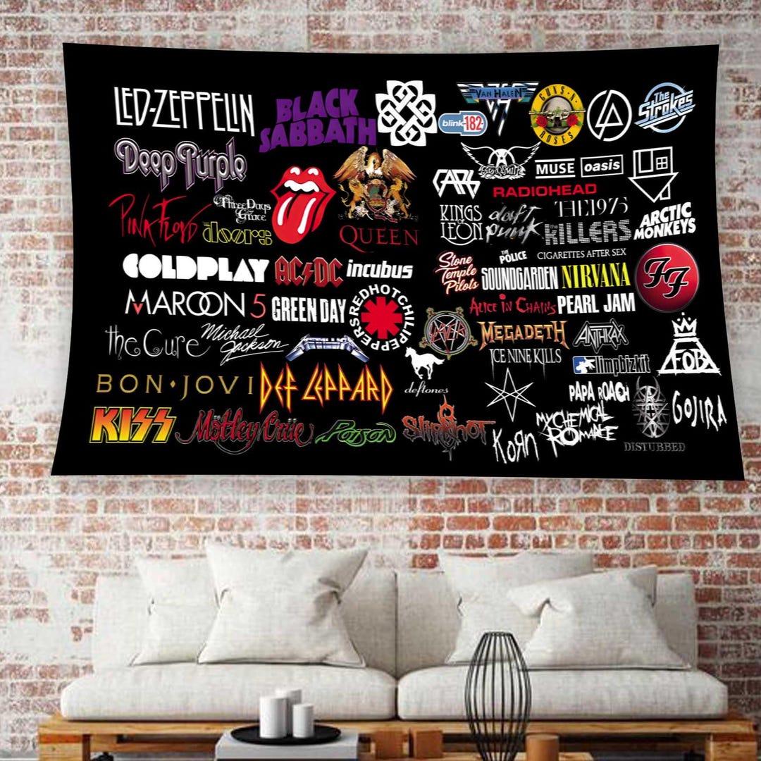 Rock Band Logo Tapestry, Music Wall Hanging, Retro Band Poster, Rock ...