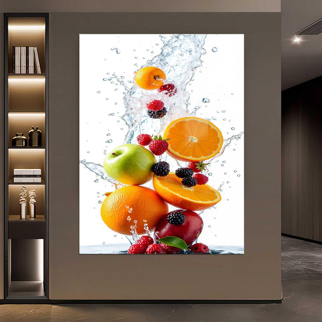 Tempered Glass Wall Art, Fruits Wall Art, Glass Printing, Large Glass ...