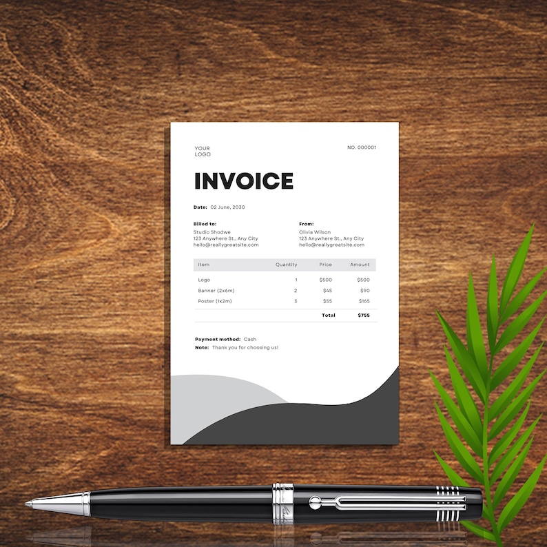 Editable Canva Invoice Template, Modern and Simple Invoice Tracking ...