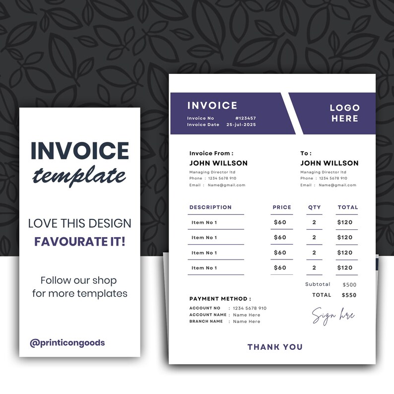 Invoice Template for Businesses| Modern Invoice Template | Microsoft ...
