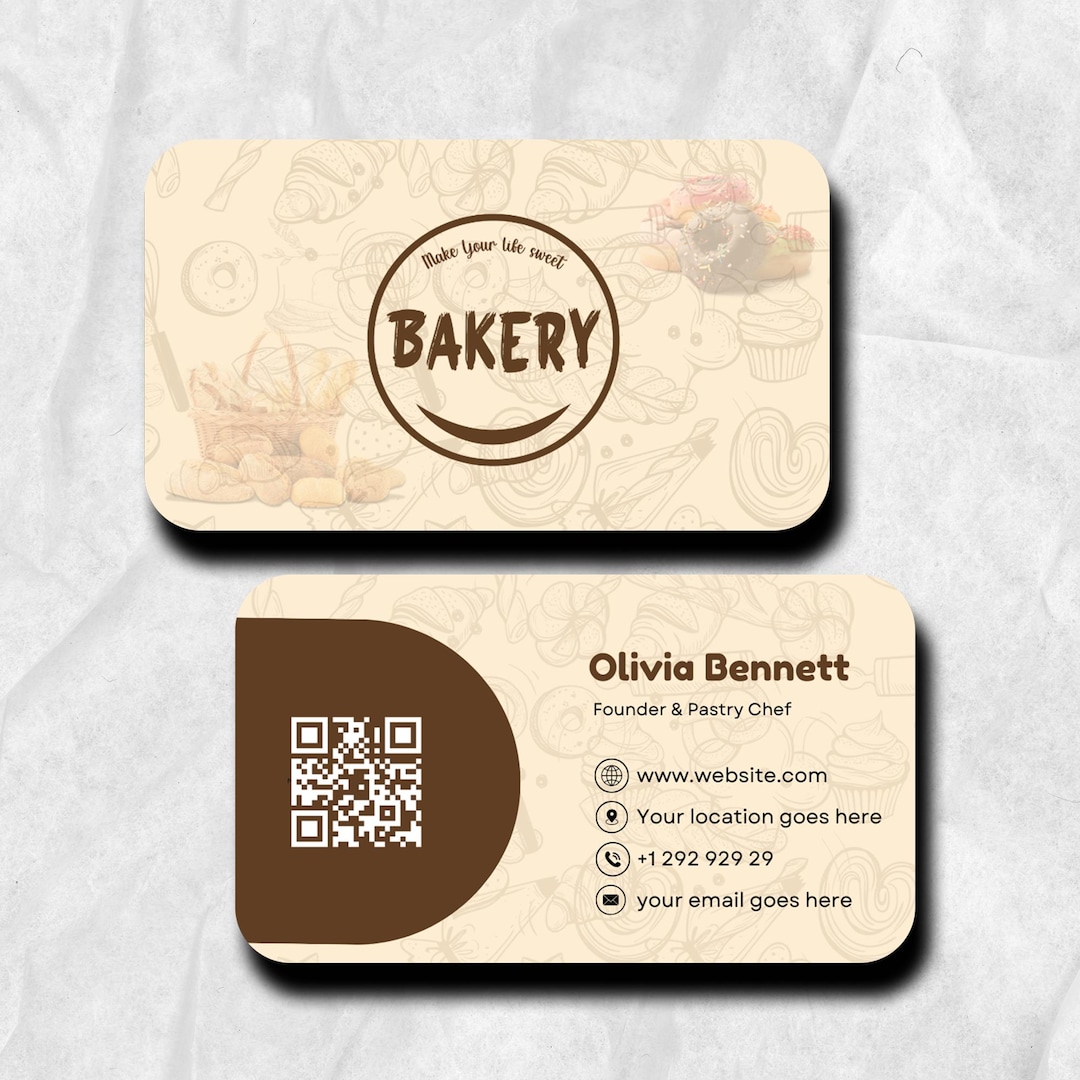 Professional Business Card for Bakery Business, Bakery Business Card ...