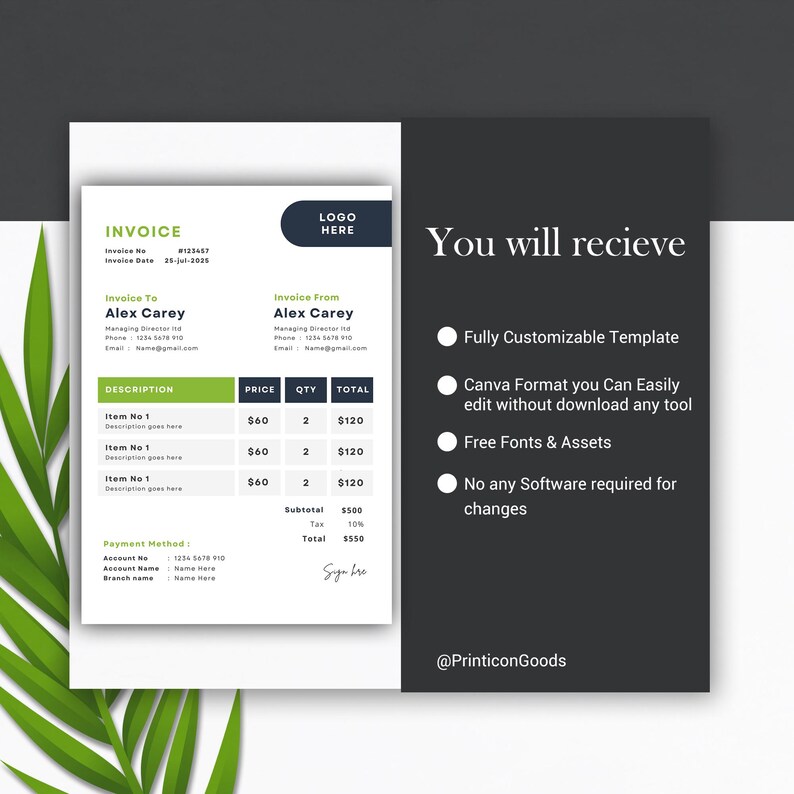 Editable Invoice Template, Fillable Invoice Template, Invoice Form ...