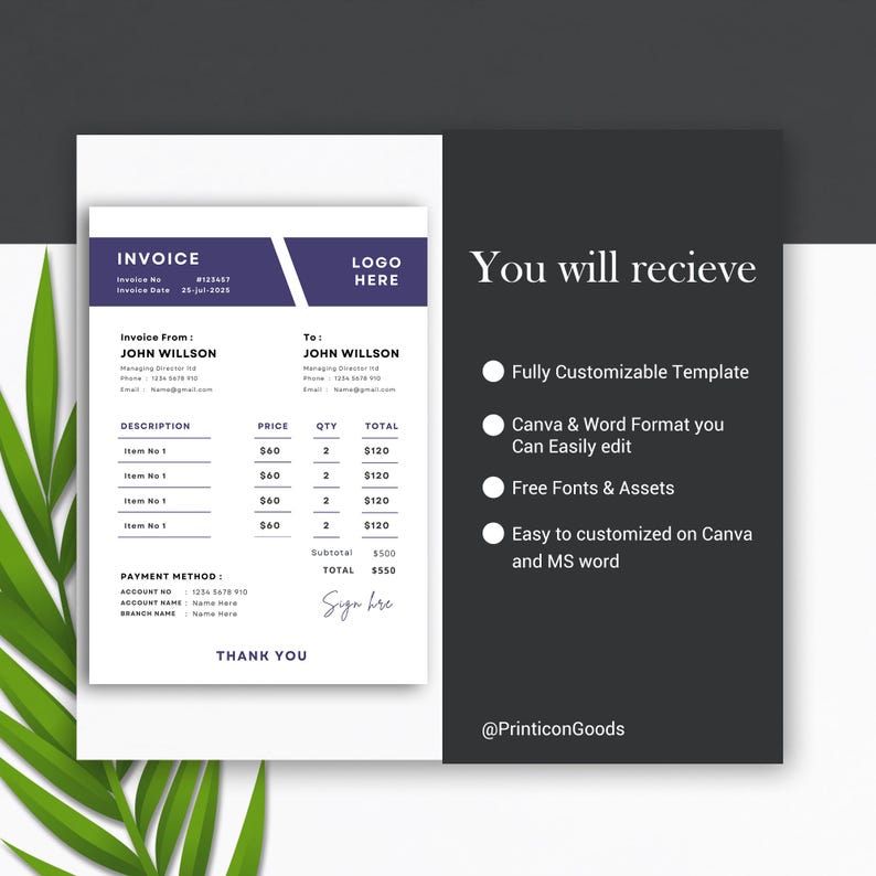Invoice Template for Businesses| Modern Invoice Template | Microsoft ...