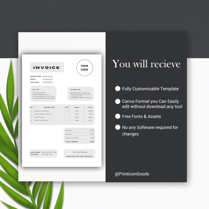 Invoice Template, Minimalist Business Invoice, Small Business Template ...