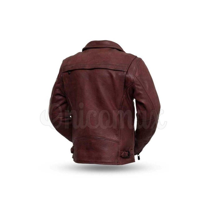 Men's Ox Blood Color Motorcycle Leather Jacket - Night Rider Handmade ...