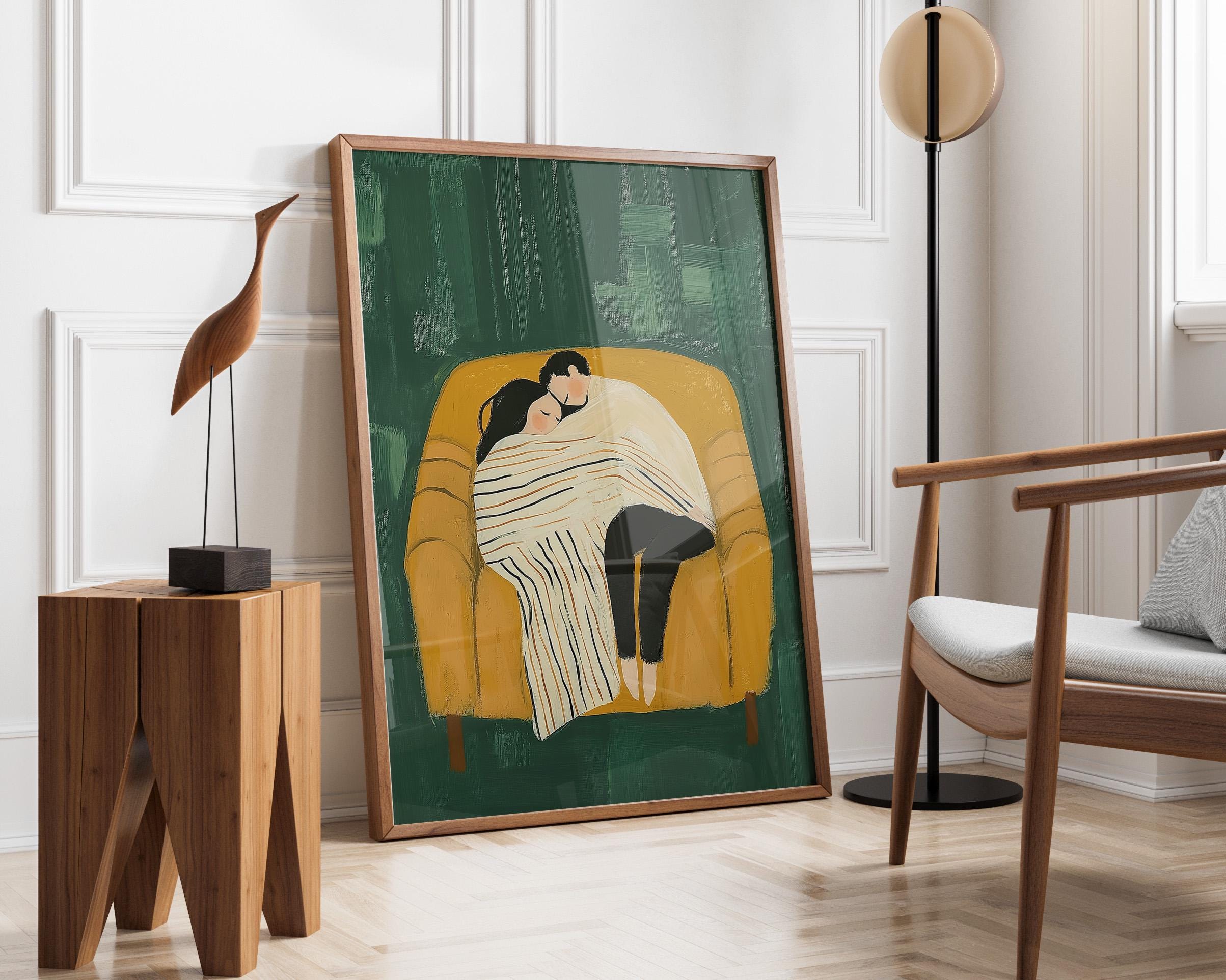 Emerald Green Striped Couple | Abstract Couple Wall Art | Contemporary ...
