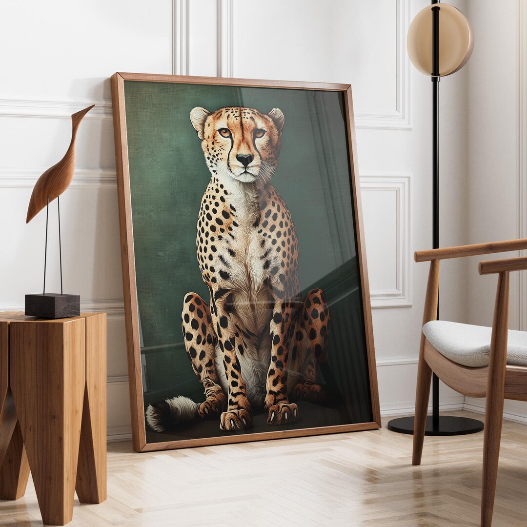 Emerald Green Cheetah Portrait | Trendy Cheetah Wall Art | Contemporary ...