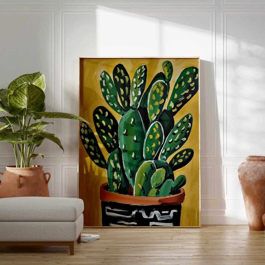 Abstract Modern Cactus Wall Art | Bold Plant Print | Cactus Painting ...
