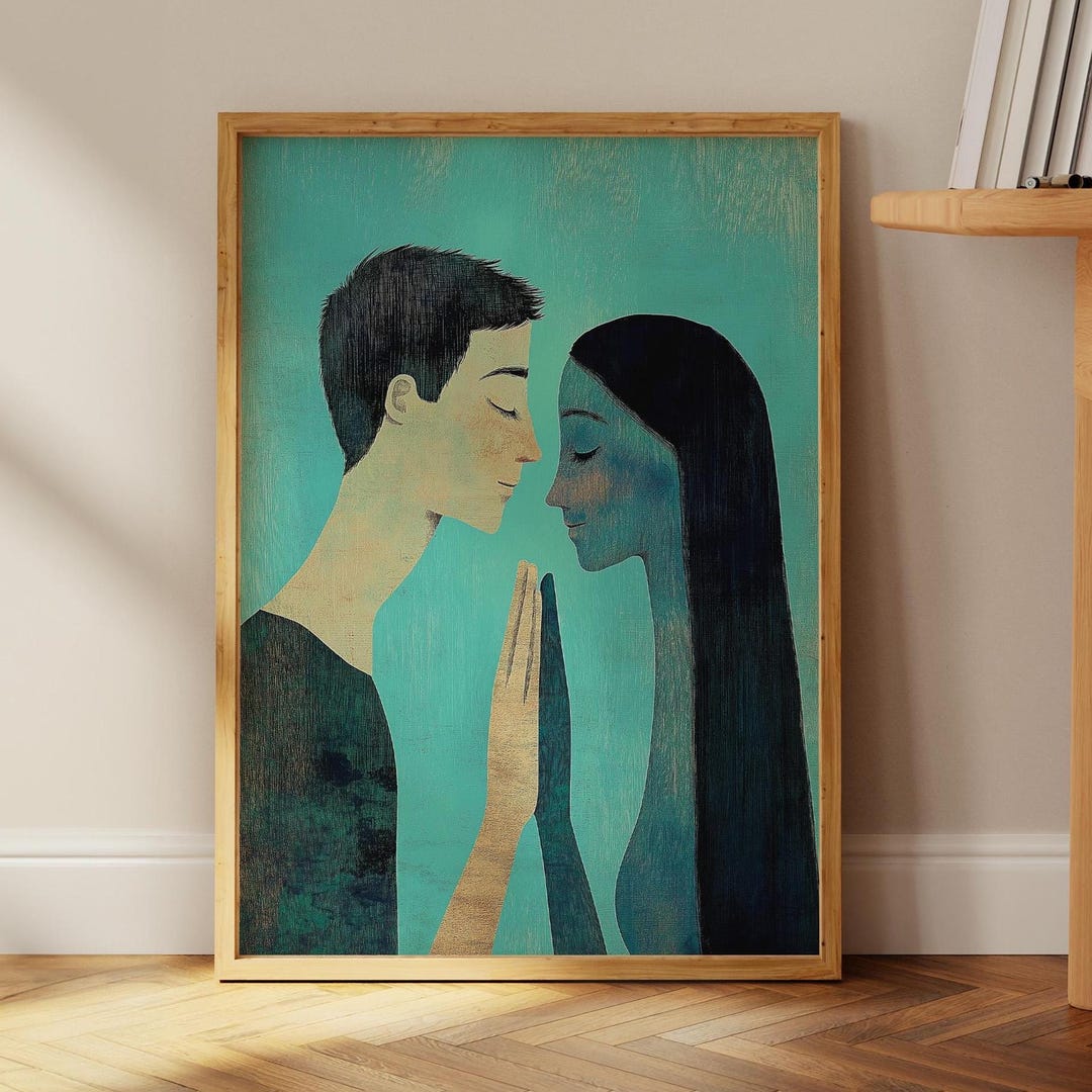 Romantic Couple Art | Abstract People Wall Art | Intimate Lovers ...
