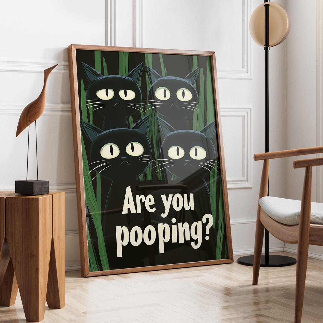 Are You Pooping Poster | Bathroom Cats | Toilet Wall Art | Maximalist ...