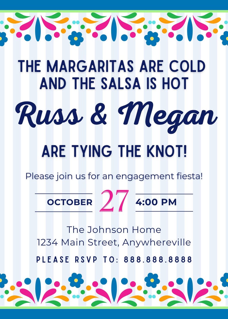 Fiesta Engagement Party Invitation | Editable Digital Template ...