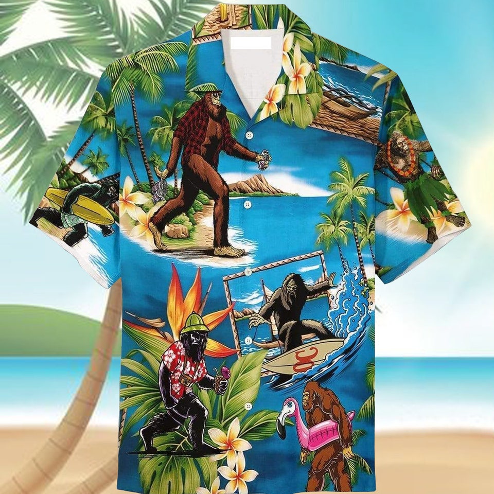 Bigfoot Sasquatch Hawaiian Shirt, Bigfoot Hawaiian Tee sold by ...