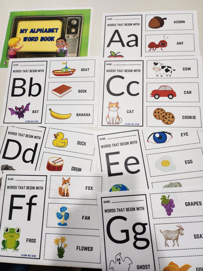 Alphabet Word Book - Alphabet Book Printable - Homeschool - Digital ...
