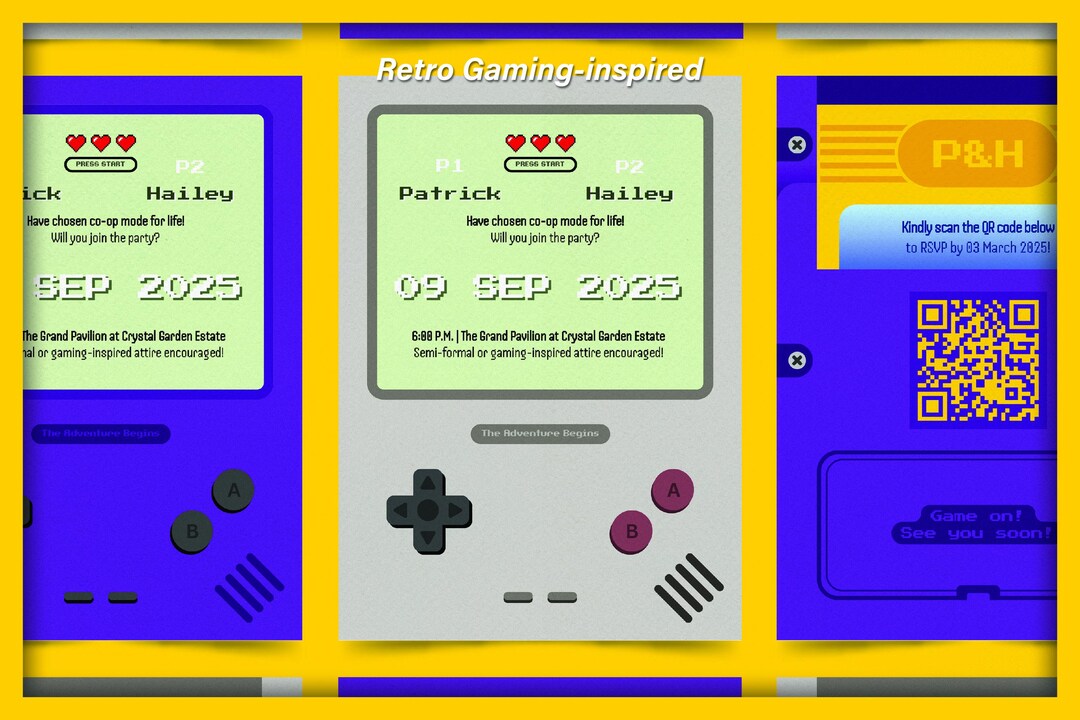 Gamer Wedding Invitation, Retro Gaming Wedding, Nerdy Pixel Art Invite ...