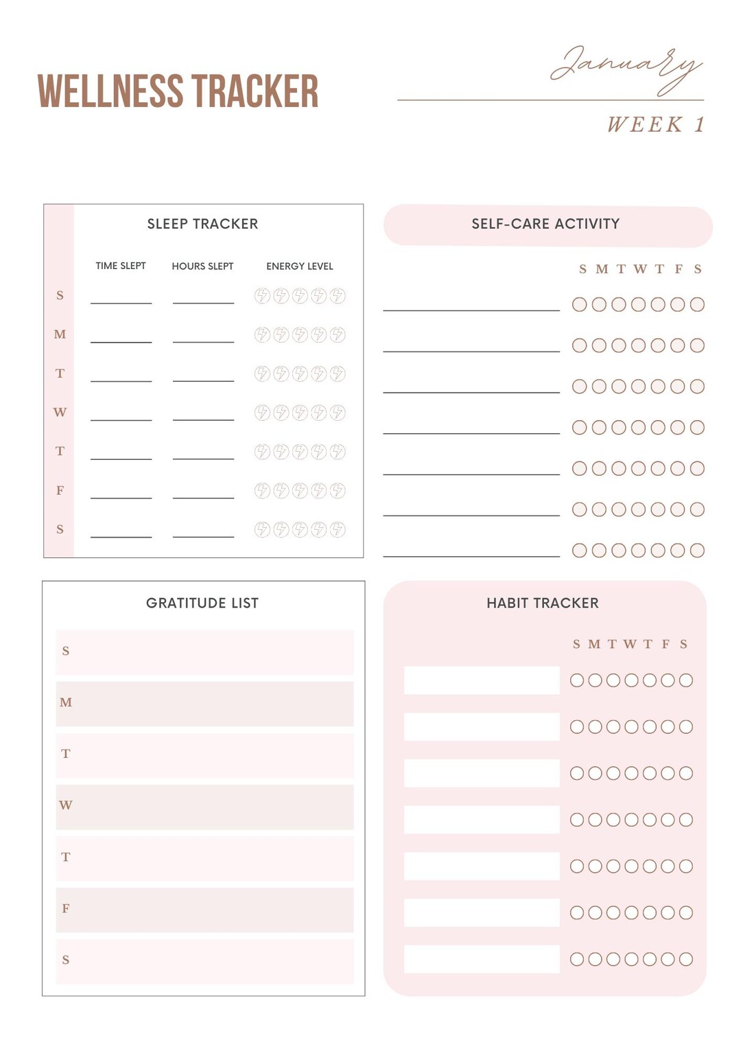 Weekly Tracker Printable - Minimalist Productivity Planner - A4 ...