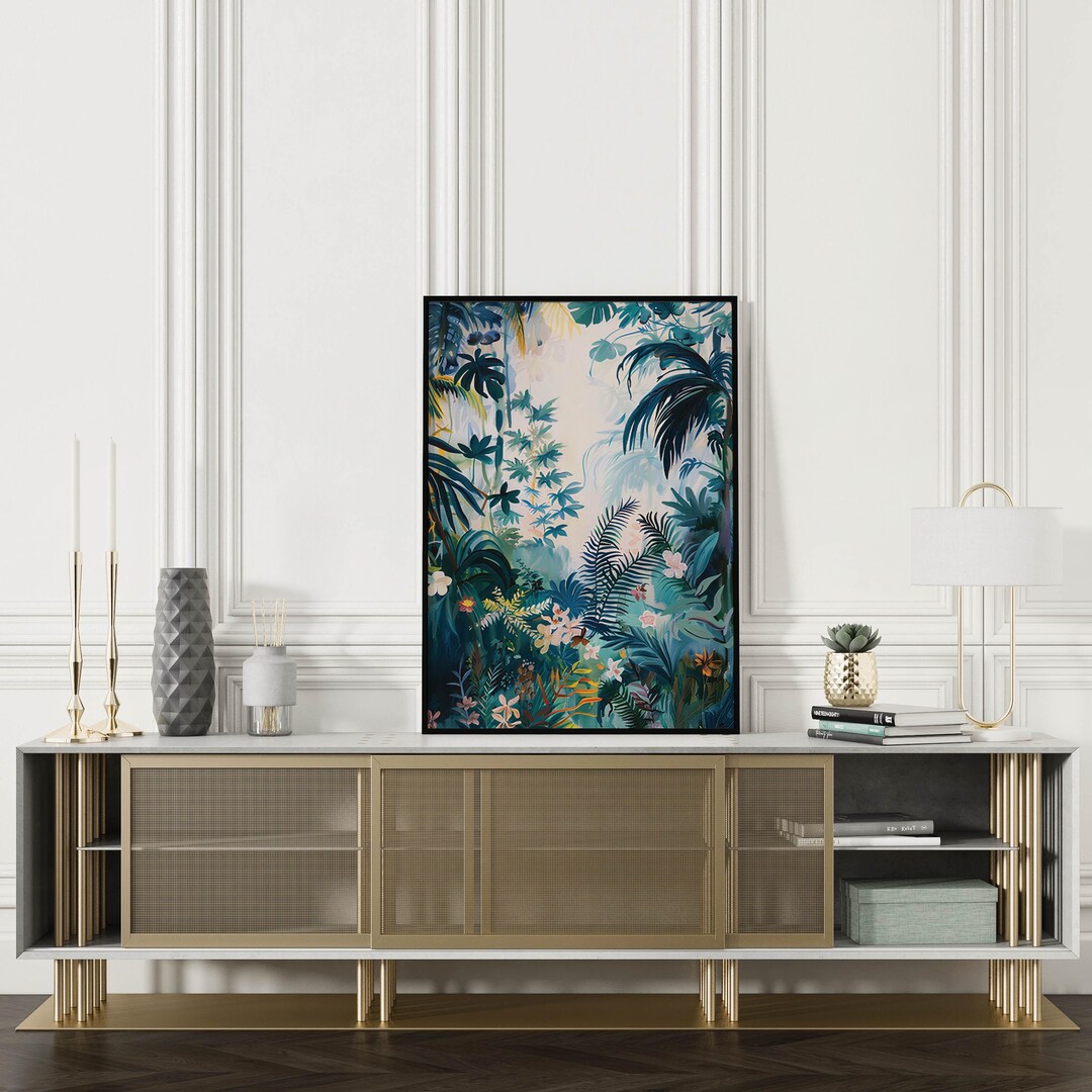 Tropical Jungle Painting, Tropical Abstract Portrait, Vintage Jungle ...