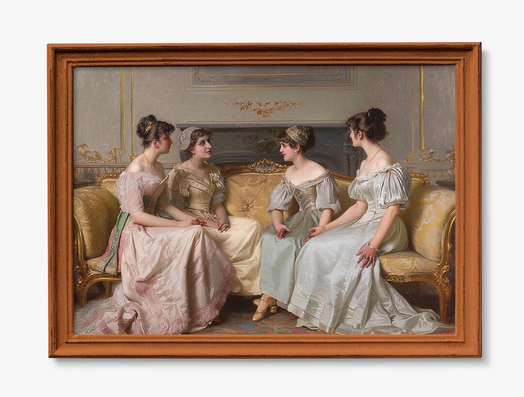 Victorian Lady Painting, Women Gossip Poster, Vintage Female Portrait ...