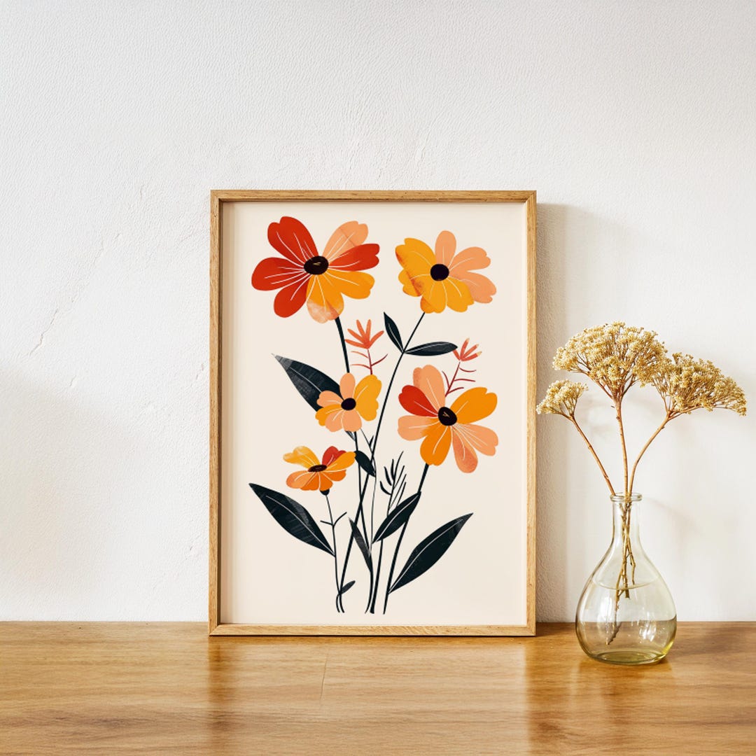 Flower Wall Decor, Botanical Home Poster, Floral Room Painting, Flower ...